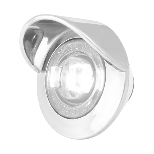 1" Mini White/Clear 1 LED Dual Function Light with Chrome Bezel&Visor