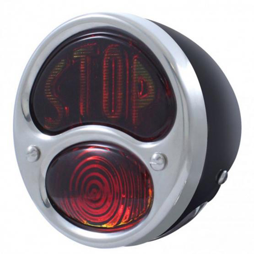 12V "STOP" Lens With Black Housing Tail Light Assembly For 1928-31 Ford ...